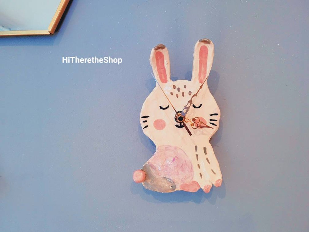 The Goody Rabbit Clock - Hand Made Ceramic Rabbit. Cute Animal. Quirky ...