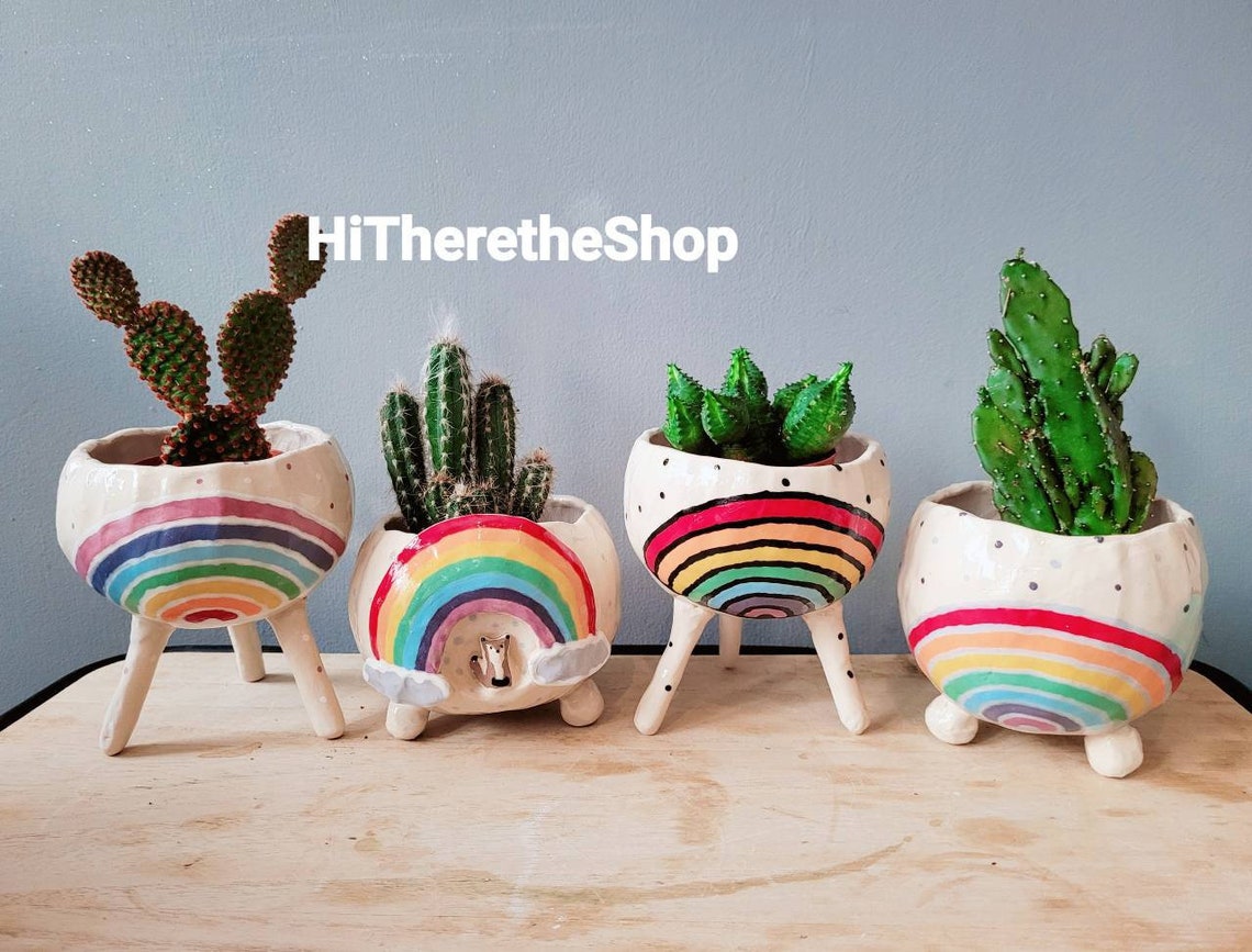 The Rainbow Pot Collection 2 Ceramic handmade planter | Etsy