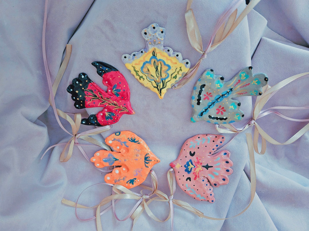 Bird Spirits! Ceramic Handmade Wall Hanging! Christmas Decorations ...