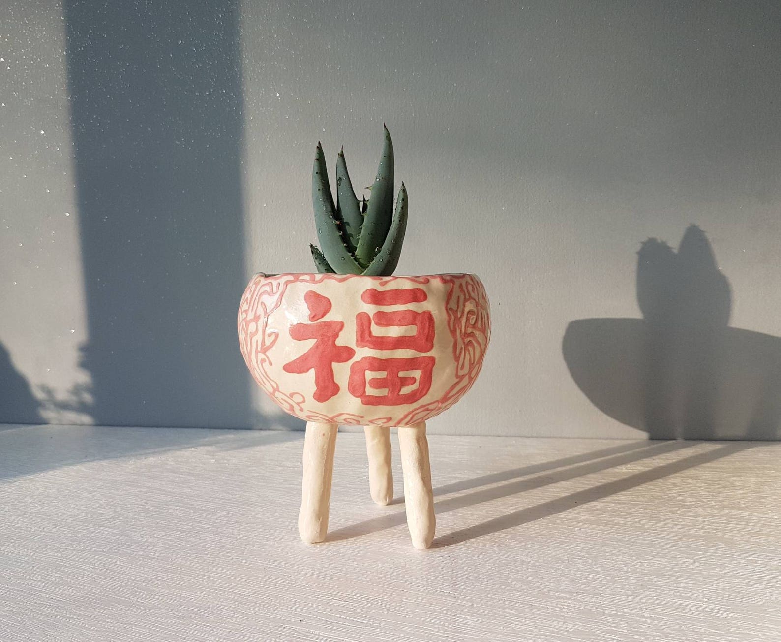 The Chinese 福 Good Fortune Pot - Ceramic Handmade, Planter, Succulent ...