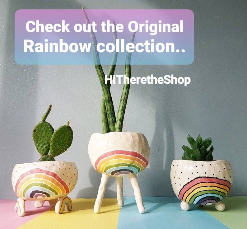 The Rainbow Pot Collection 2 Ceramic handmade planter | Etsy