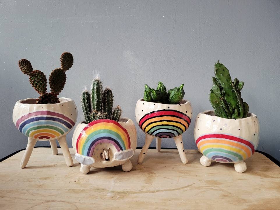 The Rainbow Pot Collection 2 Ceramic handmade planter | Etsy