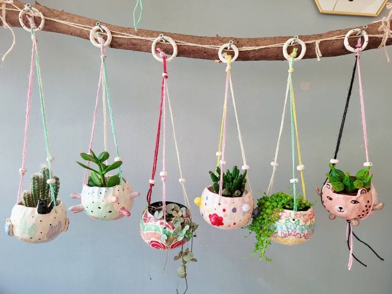 The Lush Pots Collection - Handmade Ceramic Hanging Planters, Succulent ...