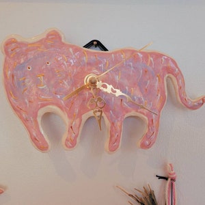 The Pink Tiger Clock! Hand Made Ceramic Wall Clock. Home Décor. Wall ...