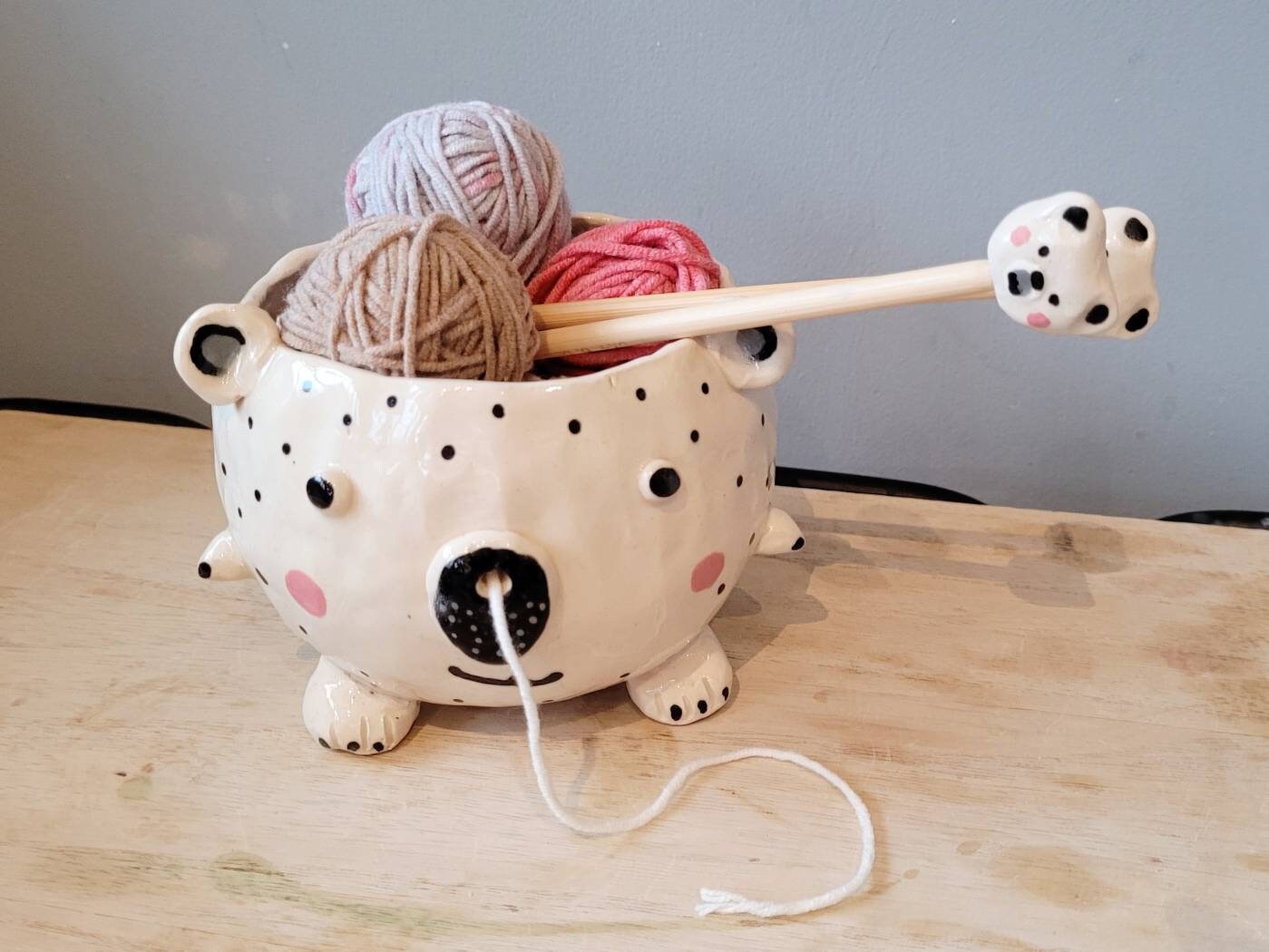 The Silly Bear Yarn Bowl - Handmade Ceramic Yarn Bowl. Hand Pinched ...