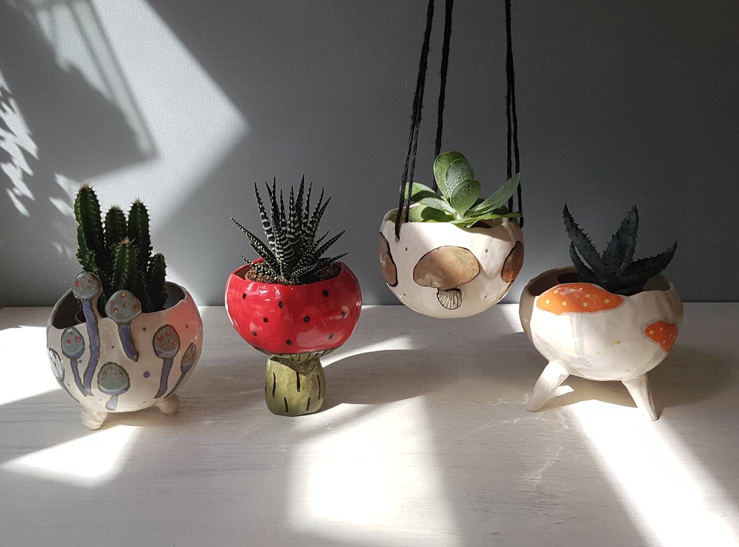 The Cool Shrooms Collection - Handmade Ceramic, Hanging Planter ...