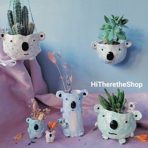 The Koala Bear Family Collection! Handmade Ceramic Hanging Plant Pot ...