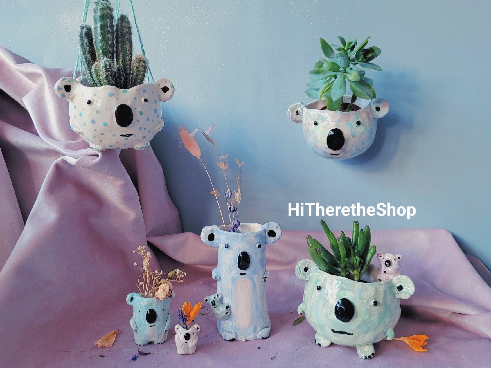 The Koala Bear Family Collection! Handmade Ceramic Hanging Plant Pot ...