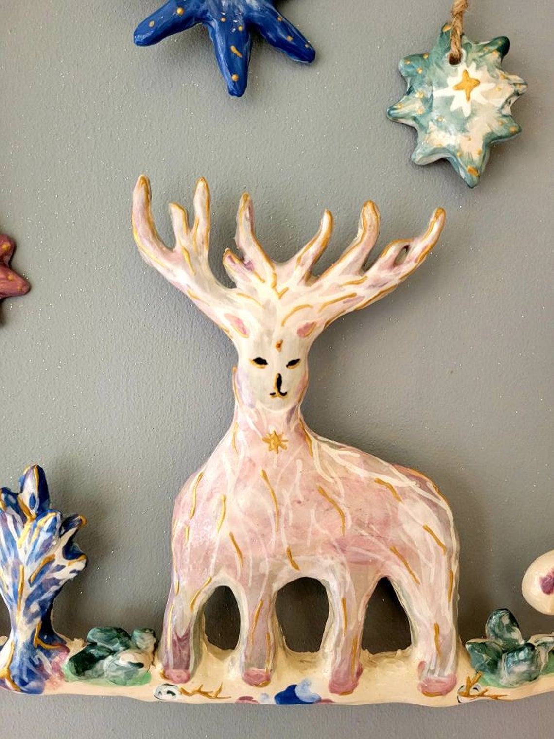 The Majestic White Stag! Handmade Ceramic Wall Hanging. God, Purity ...