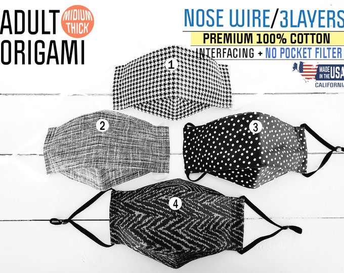 3D Origami With Nose Wire/gift for Her/parents Gift/face Mask 3layers ...