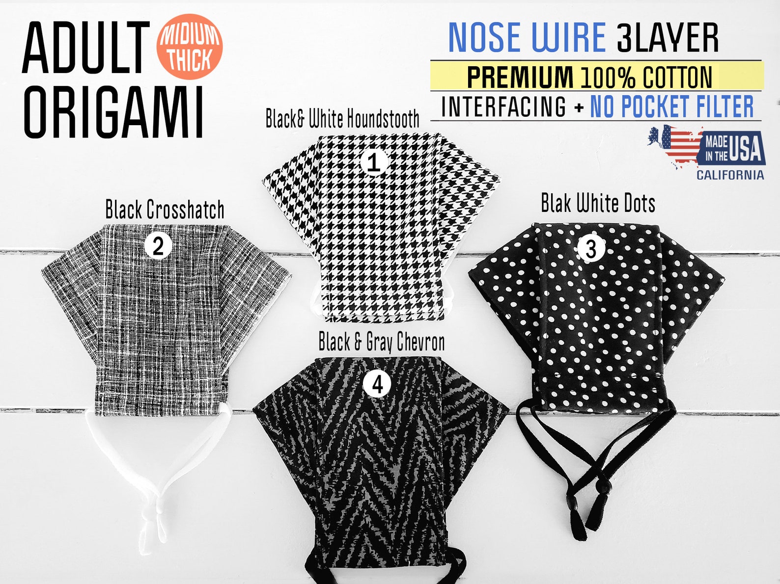 3D Origami With Nose Wire/gift for Her/parents Gift/face Mask 3layers ...