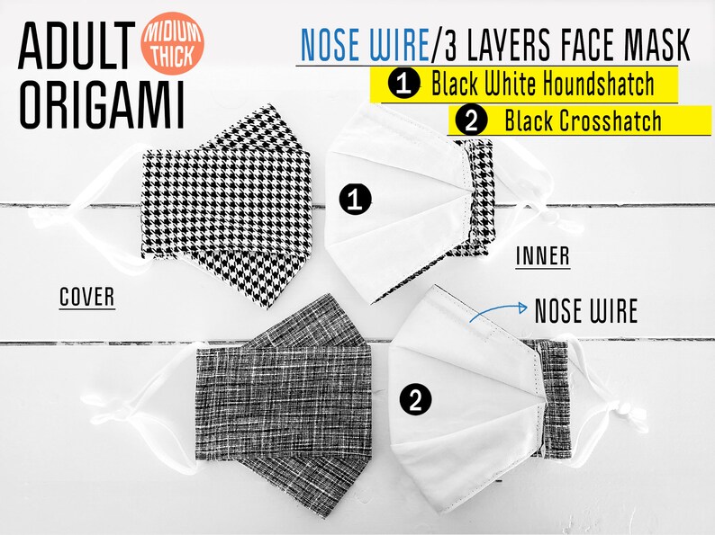 3D Origami With Nose Wire/gift for Her/parents Gift/face Mask 3layers ...