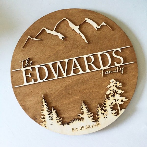 Round Family Name Sign - Etsy
