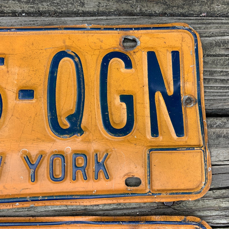 Pair 195-QGN New York 70's-80's Pair Vintage License | Etsy