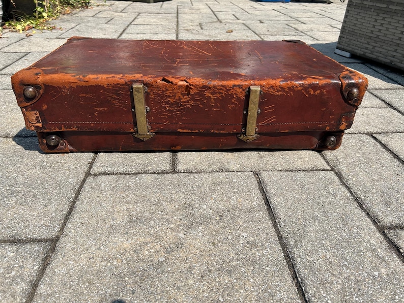 Revelation Suitcase - English Leather Suitcase - Old Tattered Leather ...