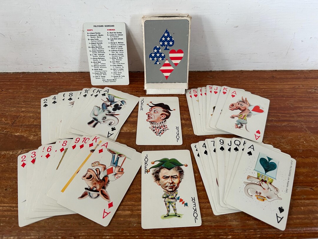 1971 Political Themed Playing Cards - Caricature Cards - Complete Deck ...