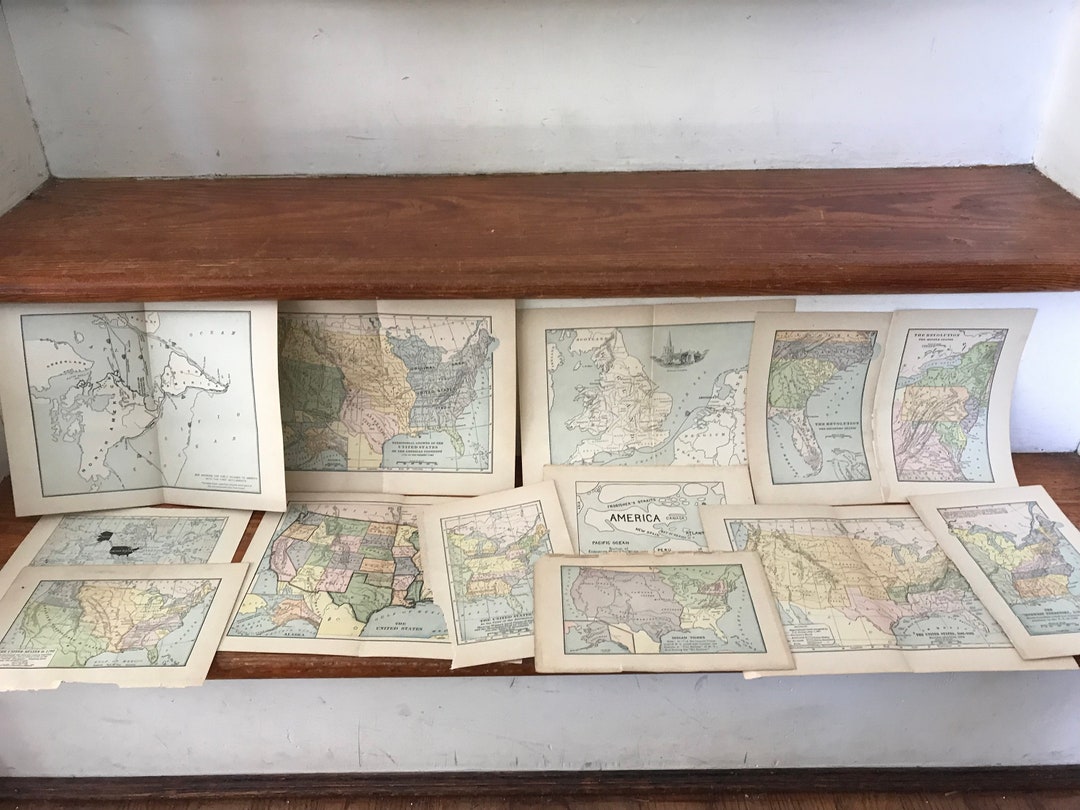 U.S. Maps - Book Page Maps - History Book Ephemera - Etsy