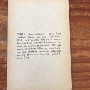 Vintage 1960s Hot Rod Arcade Card/vending Machine Card - 1951 Ford - Etsy