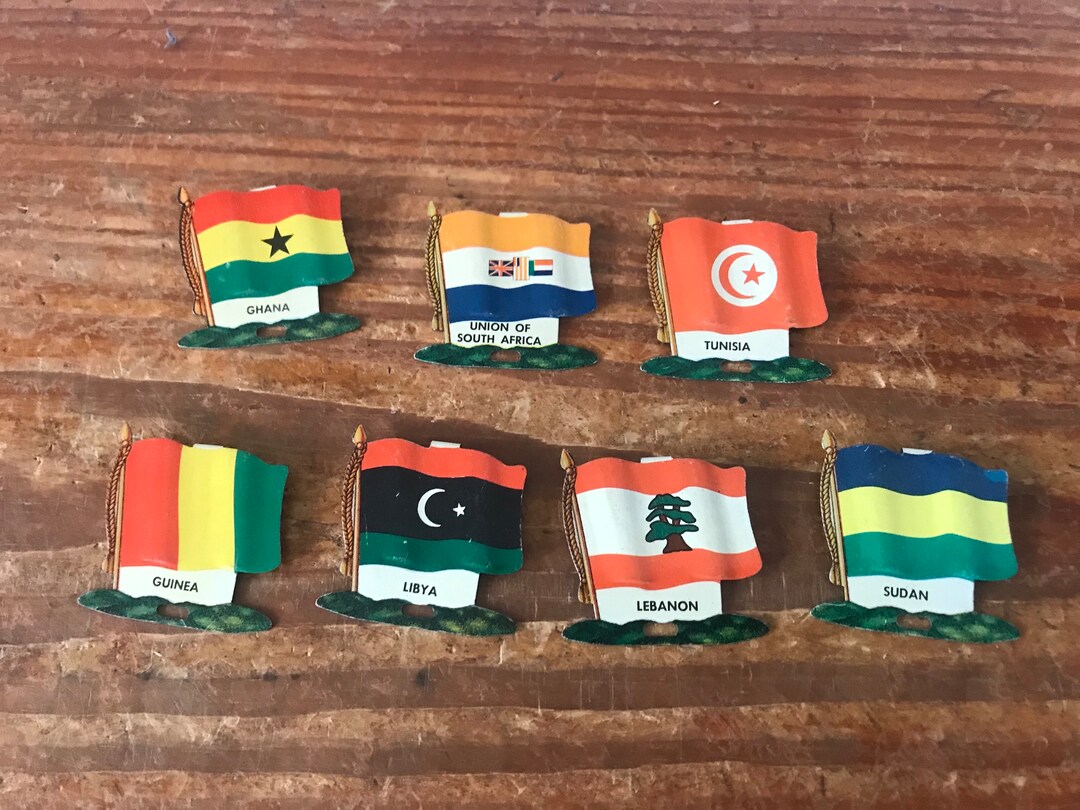 1959 Nabisco Tin Litho Flags United Nations Flags 7 Africa Country ...