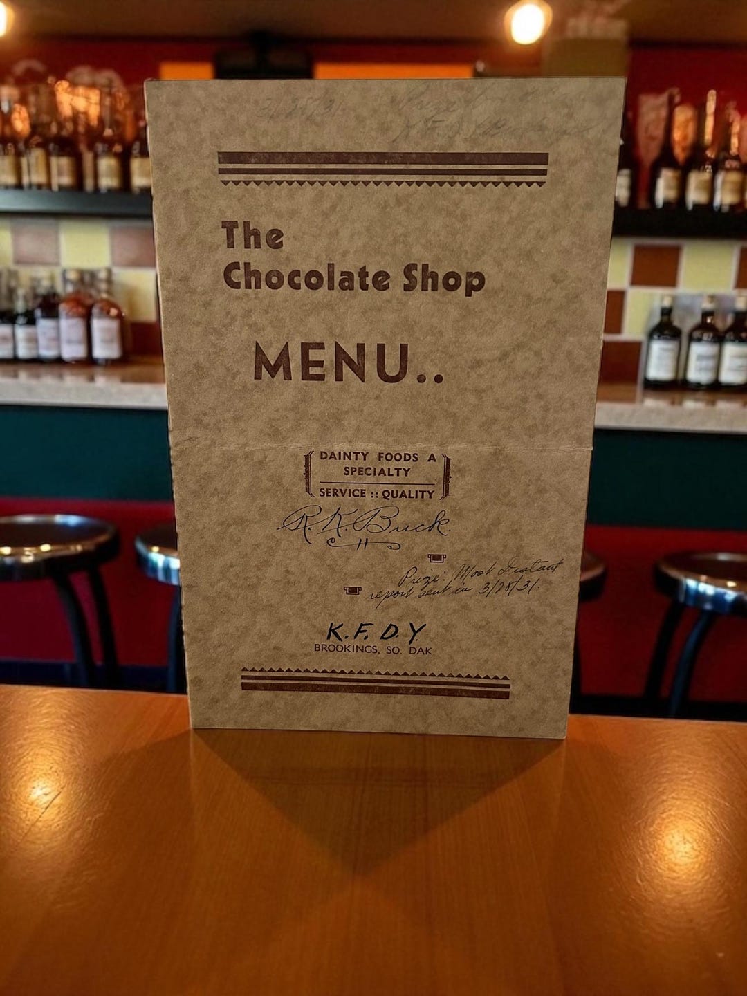 1920-30s Menu - the Chocolate Shop- Brookings, SD - Autographed - Etsy