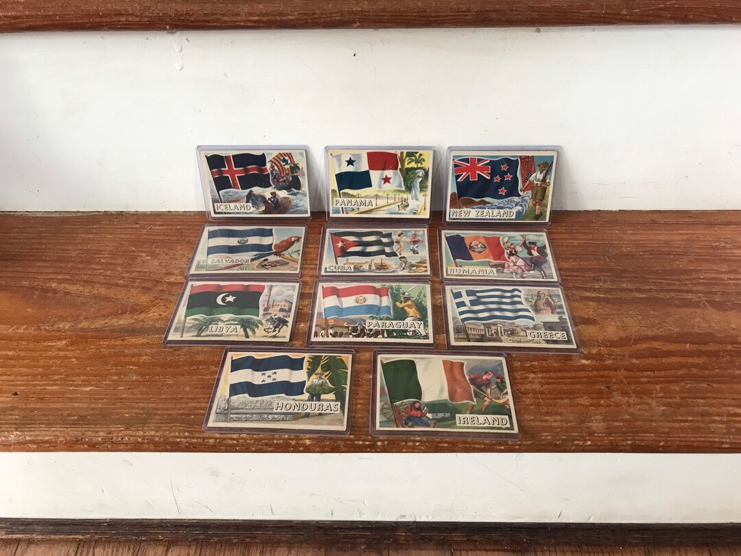 Lot of (11) 1956 Topps Flags of the World Trading Cards - Vintage Non ...