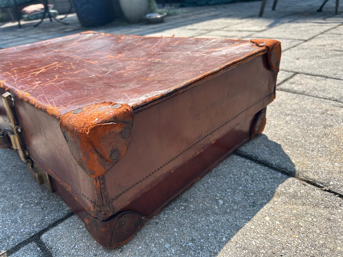 Revelation Suitcase - English Leather Suitcase - Old Tattered Leather ...