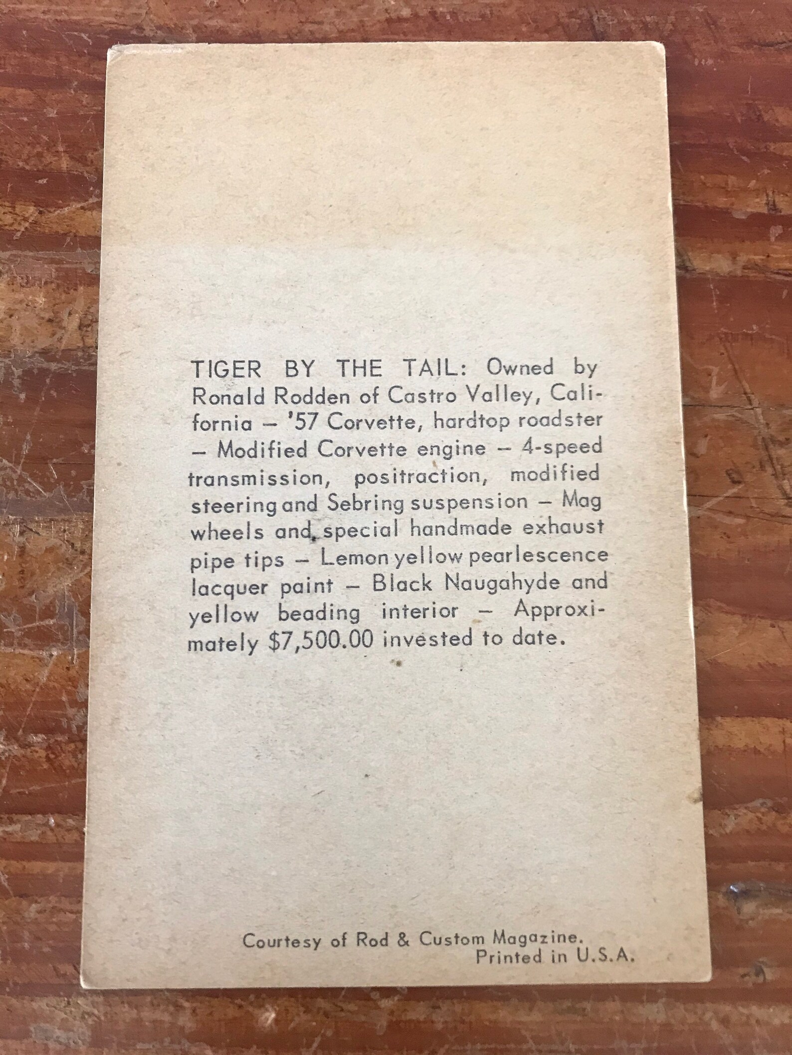 Vintage 1960s Hot Rod Arcade Card / Vending Machine Card | Etsy