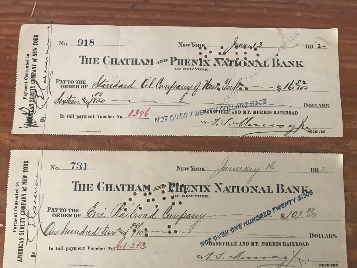 Early 1900s Bank Checks (4) - Paper/monetary Ephemera - Etsy