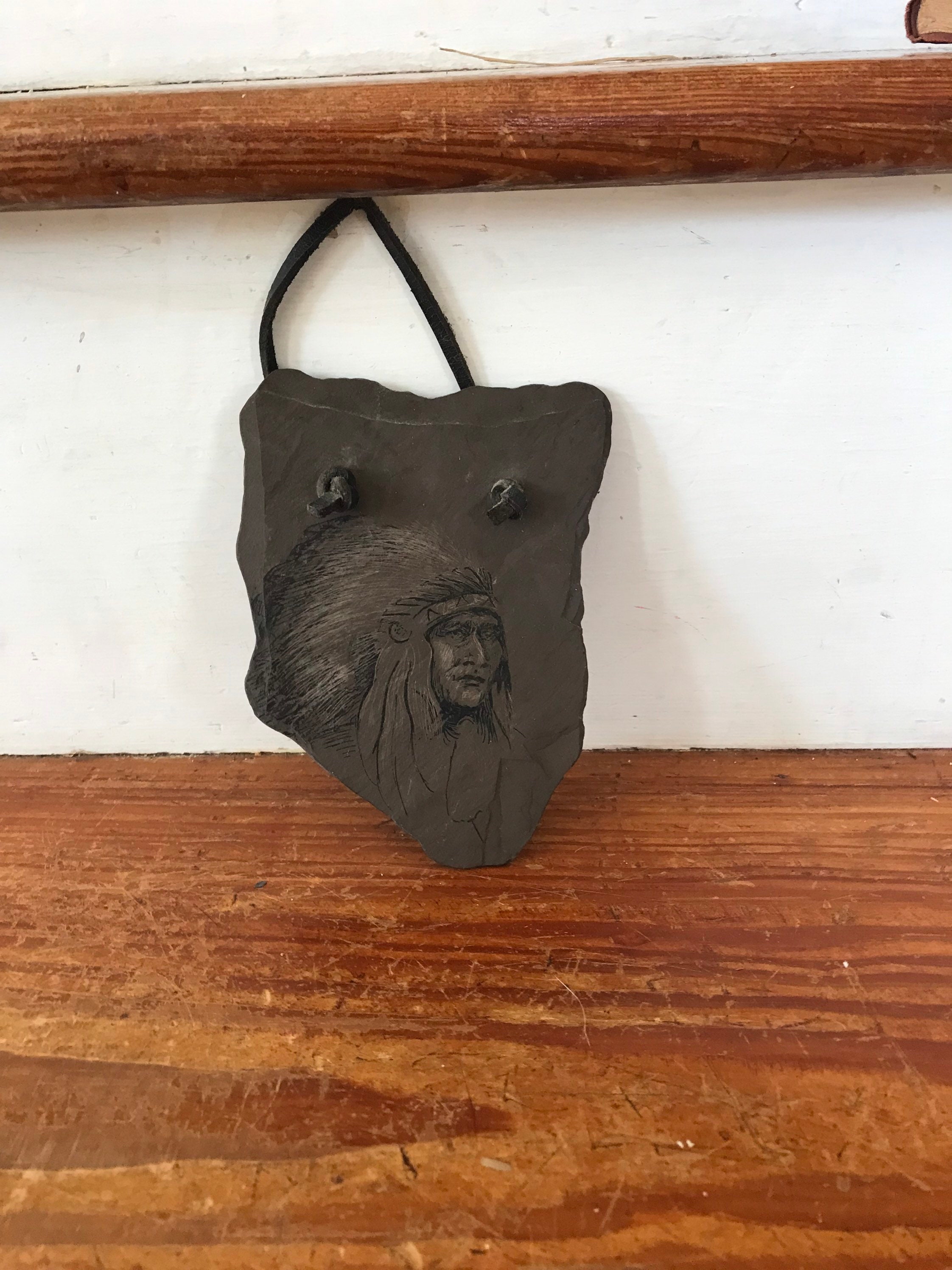 Hand Etched/painted Native American Image on Slate - Etsy