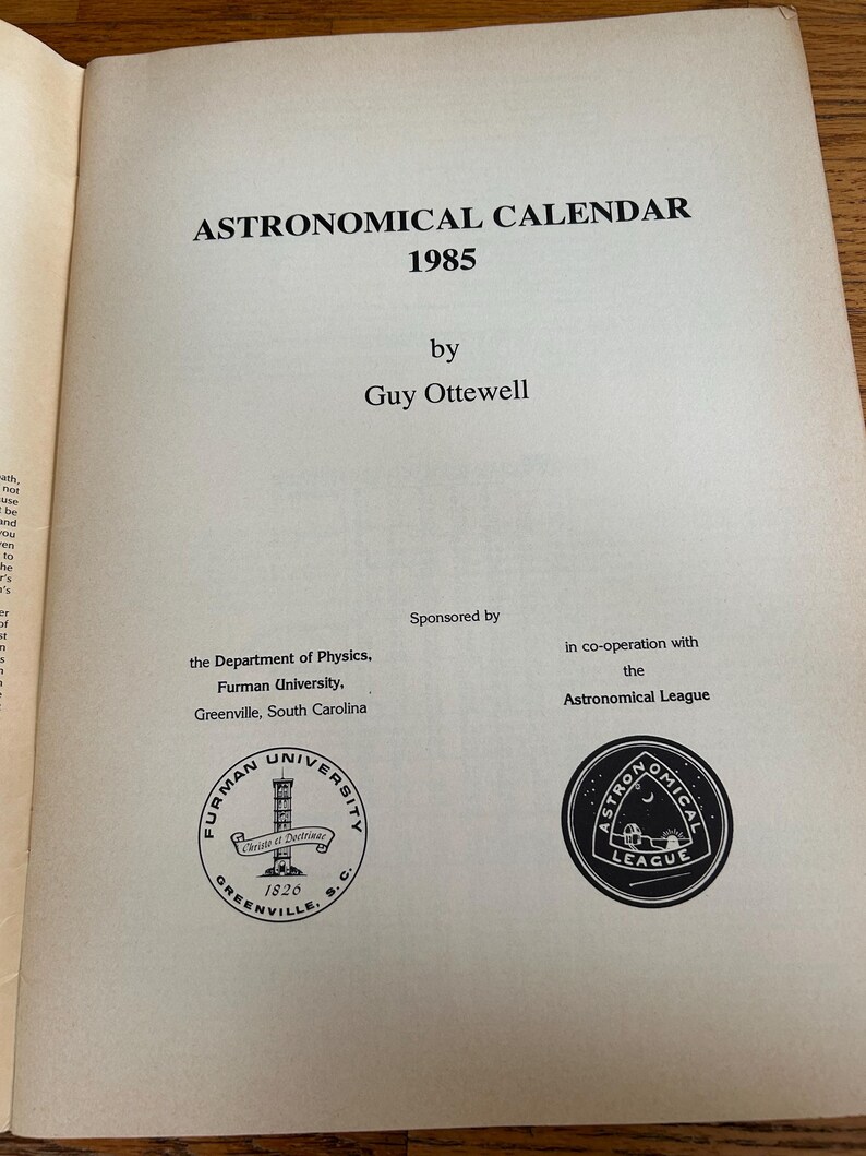 1985 Astronomical Calendar - Original Copy - Guy Ottewell - Etsy