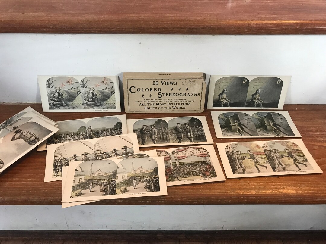 Early 1900s Sterograph Cards With Original Box - WWI Theme/story - Etsy