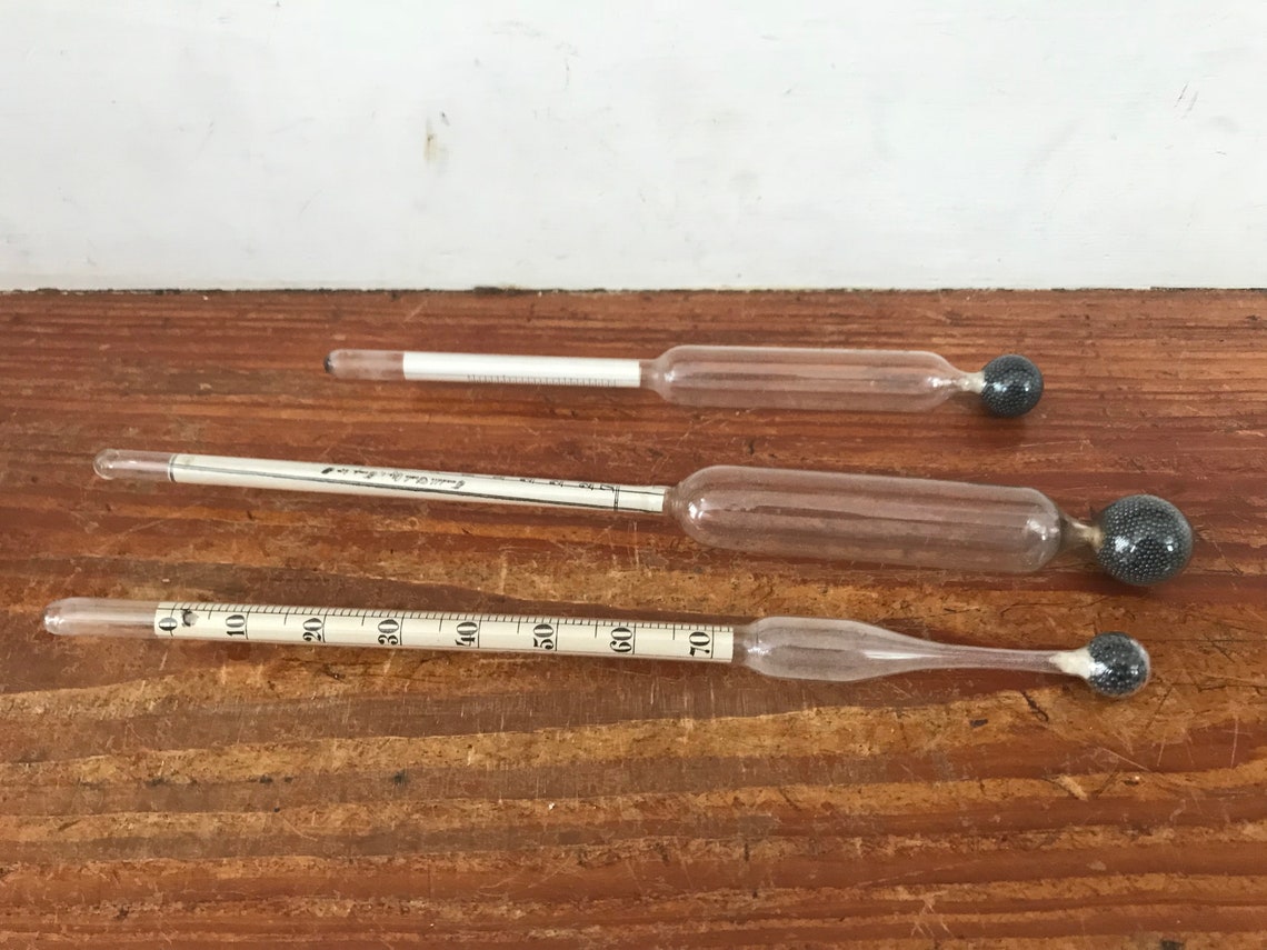 Antique French Glass Hydrometers 3 and Wooden Storage Box - Etsy