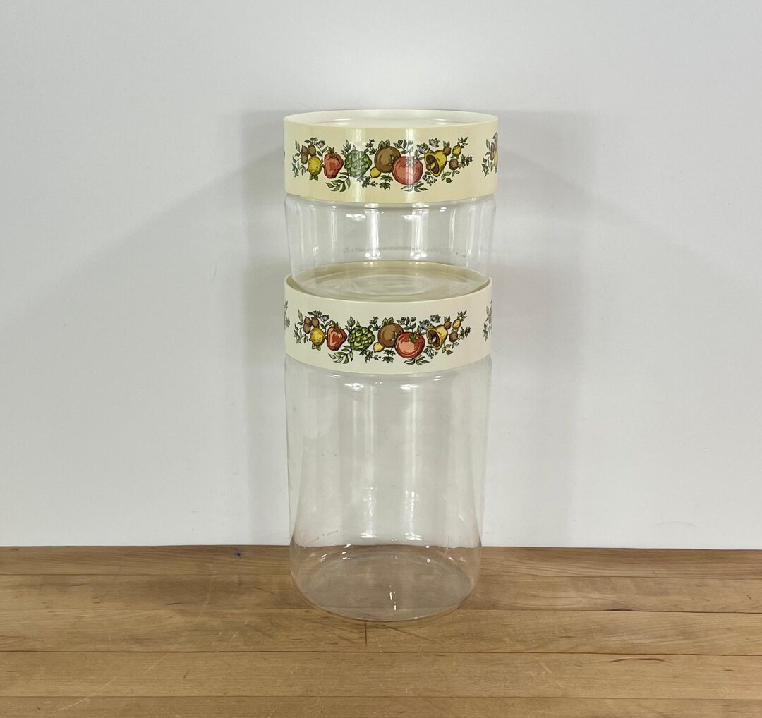 Pyrex Clear Glass Canisters, Spice of Life Set With Plastic Lids and ...