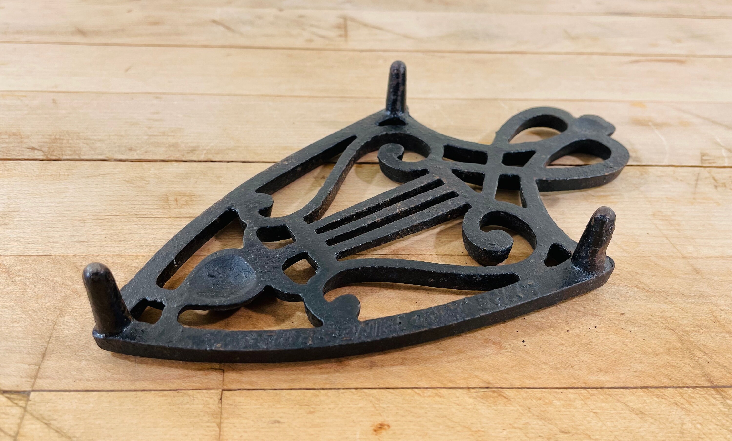 Sad Iron Trivet, Lyre and Pineapple Cast Iron Footed Sad Iron Trivet ...