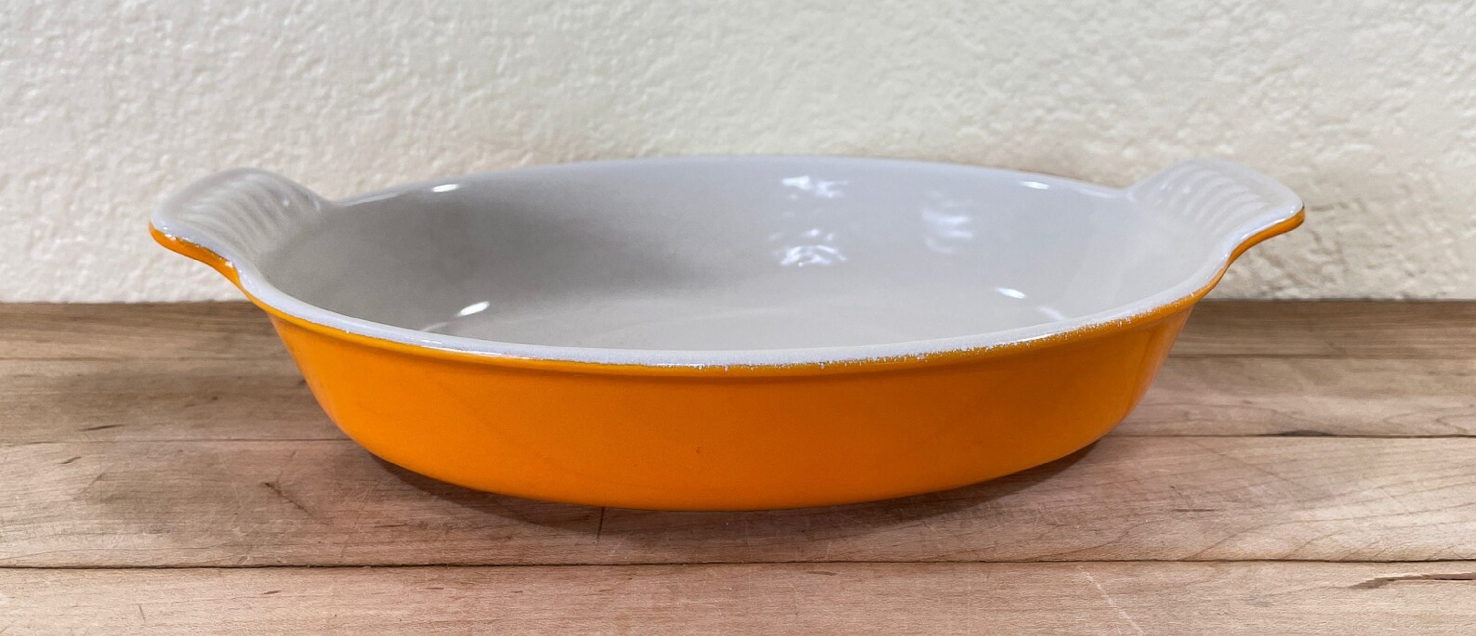 Orange and White Enamel Cast Iron Au Gratin Dish 20 by Le Creuset ...