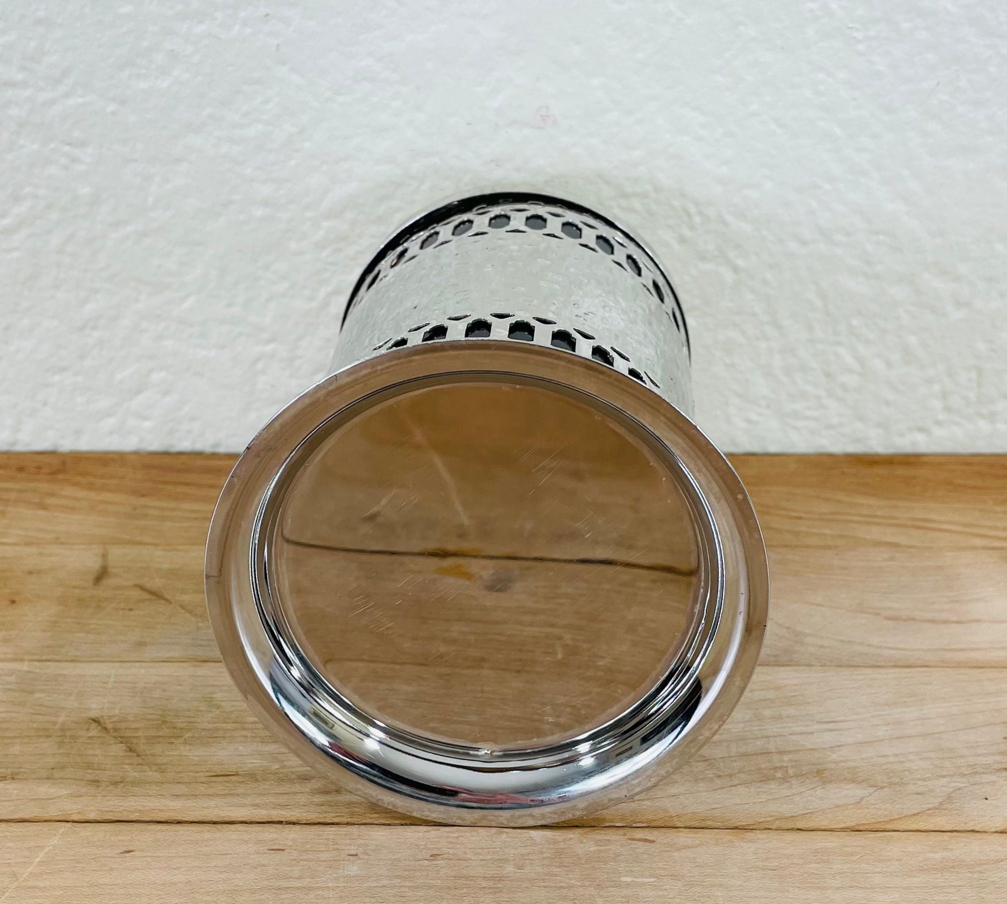 Silver Plate Canister With Dark Blue Plastic Insert No Lettering or ...