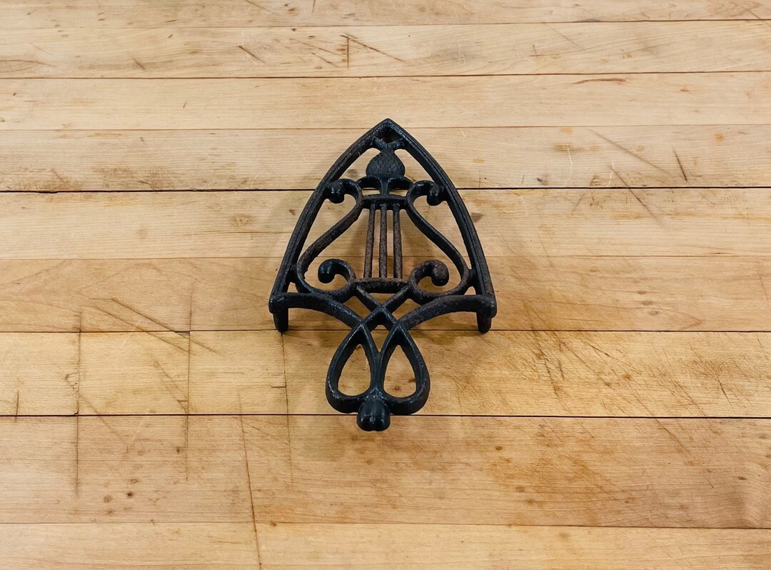 Sad Iron Trivet, Lyre and Pineapple Cast Iron Footed Sad Iron Trivet ...