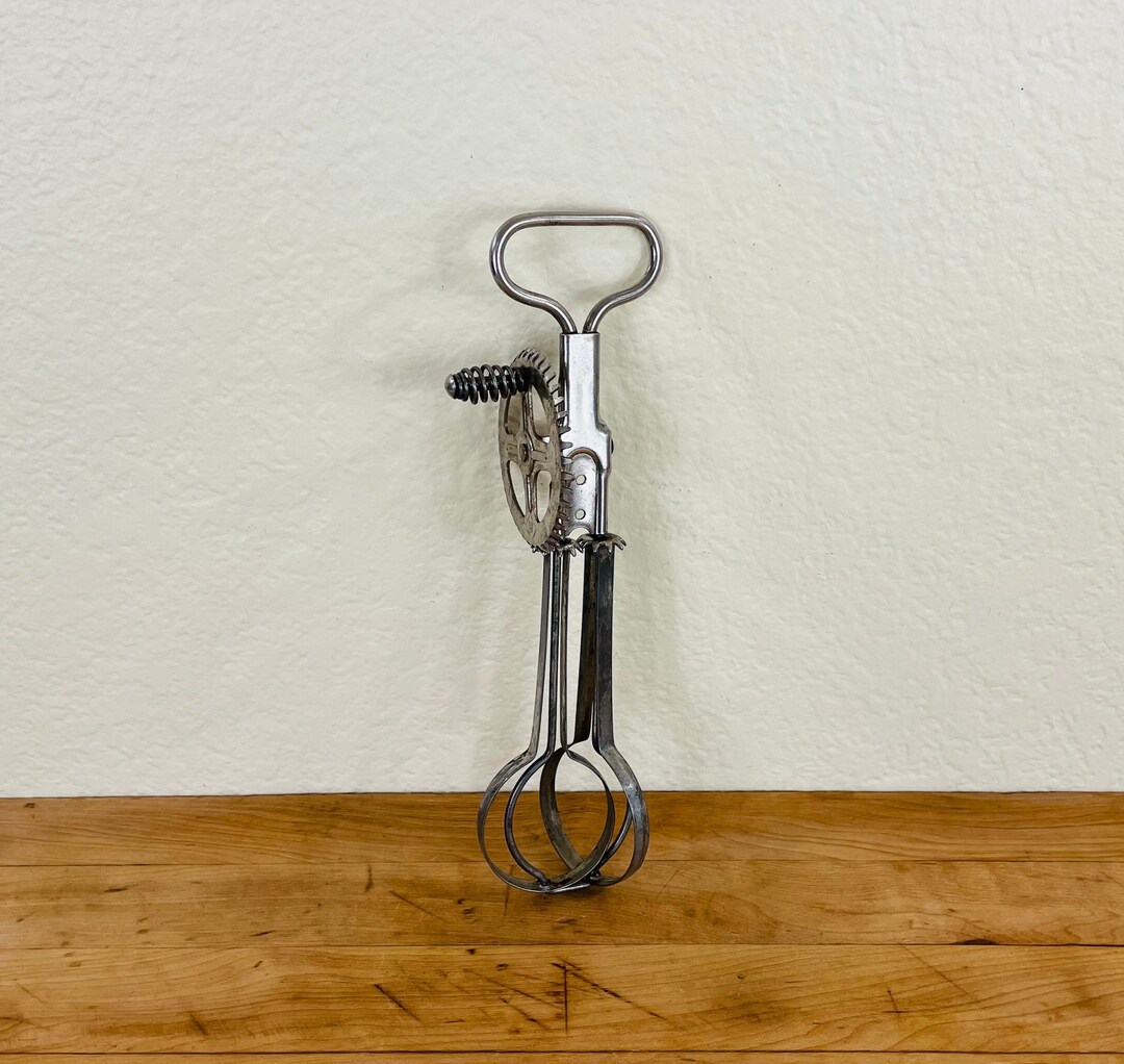 Antique A&J Manual Egg Beater, Hand Crank Manual Metal Egg Beater Made ...