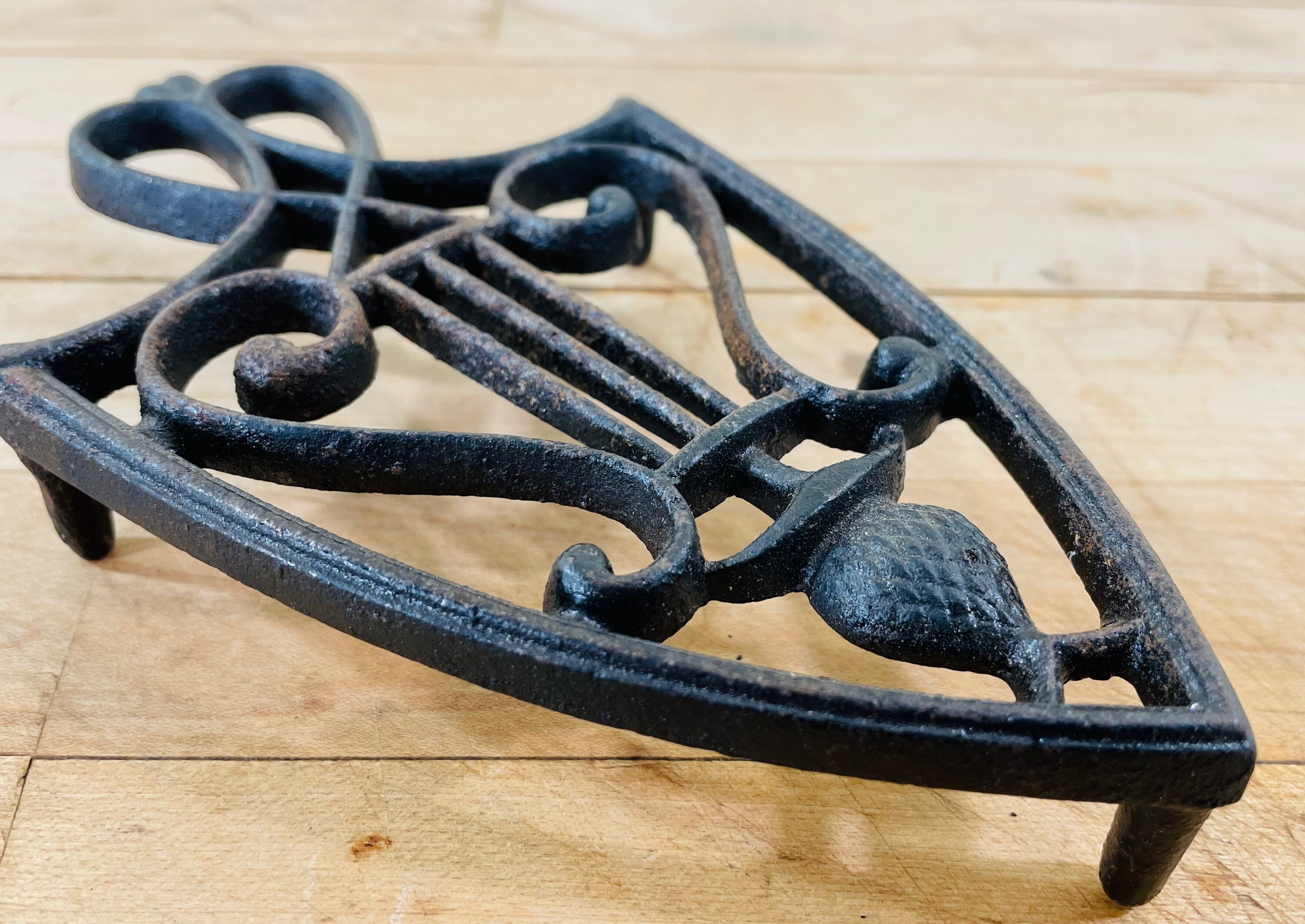 Sad Iron Trivet, Lyre and Pineapple Cast Iron Footed Sad Iron Trivet ...