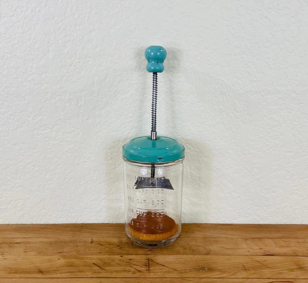 Hazel Atlas Turquoise Blue Chopper and 1 1/2 Cup Measuring Cup, Food ...