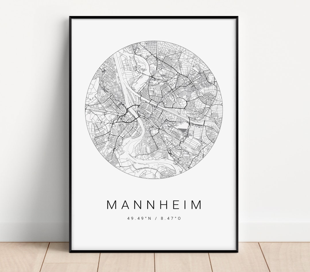 Mannheim Poster as City Map Minimalist Design City Map of Mannheim City ...