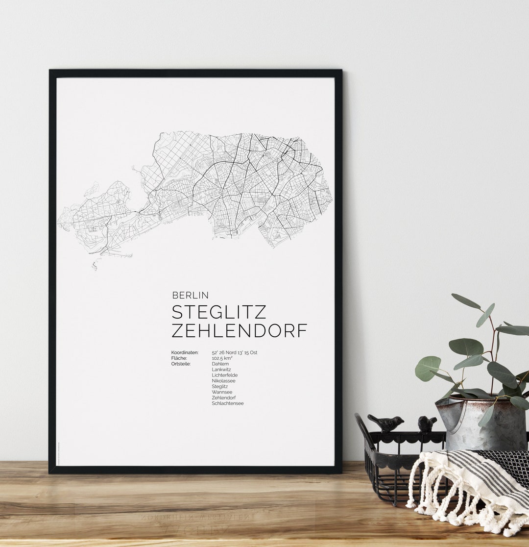 BERLIN Steglitz Zehlendorf Poster City Map | Minimalist Design | Print ...