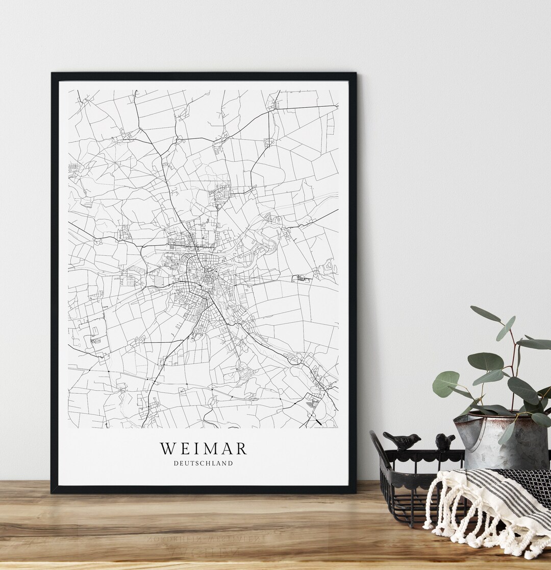 WEIMAR Poster City Map Map Minimalist Art Print of Weimar City Map in ...