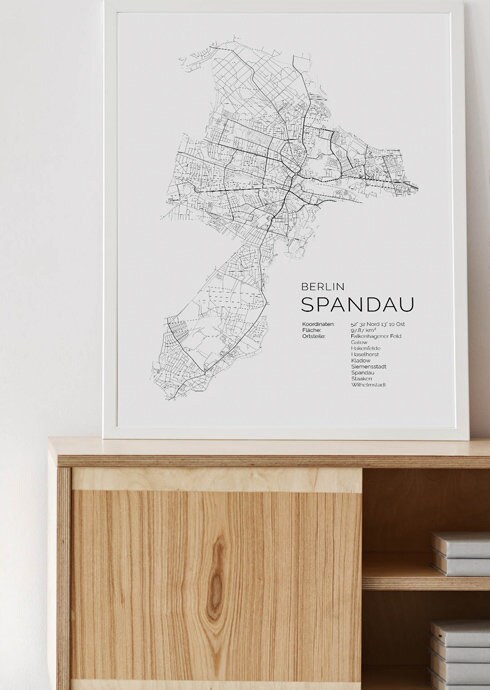 BERLIN SPANDAU Poster City Map Kunstdruck hochwertiger | Etsy