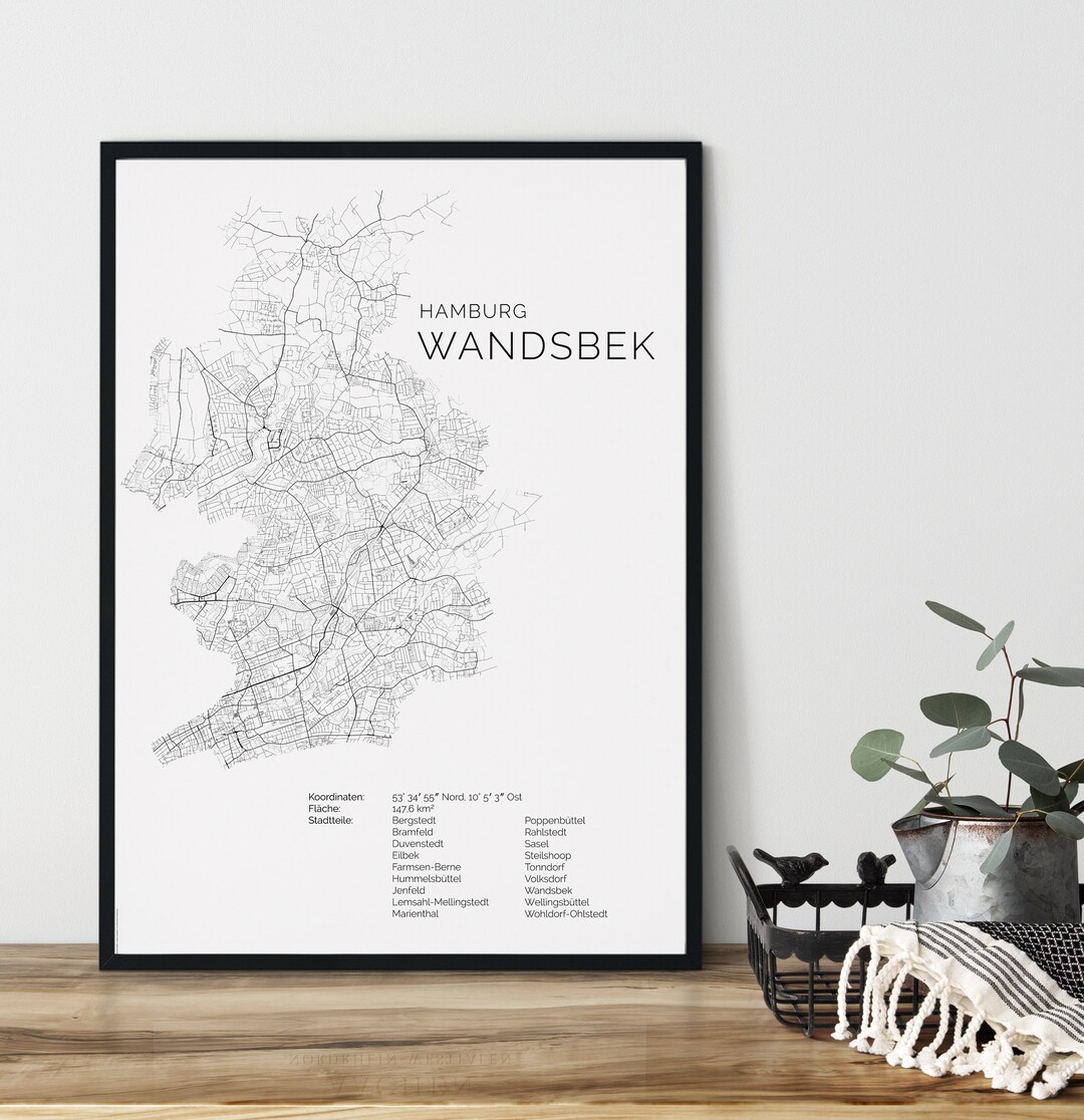HAMBURG Wandsbek Poster City Map | Art Print | City Map in Scandinavian ...