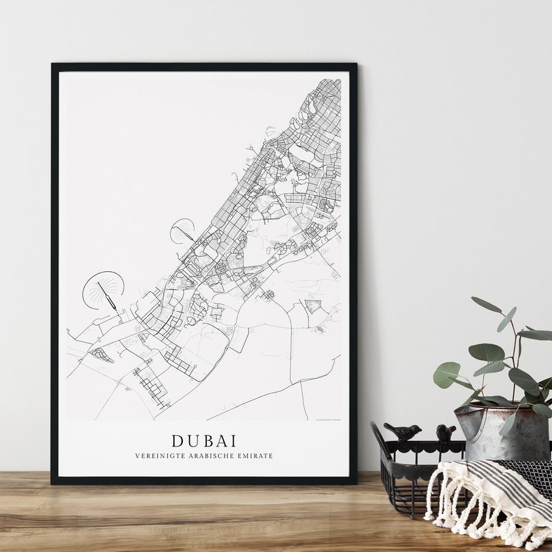 Dubai map print poster | city map wall art | - Etsy.de