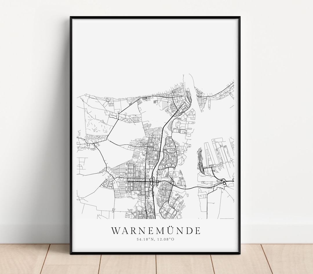 Warnemünde Ostsee Poster City Map | Koordinaten | Mecklenburg ...