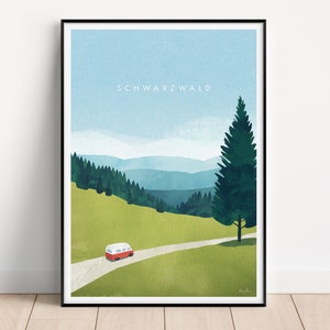 Schwarzwald Poster | Vintage Baden Württemberg | Reisen Urlaub Wandbild ...