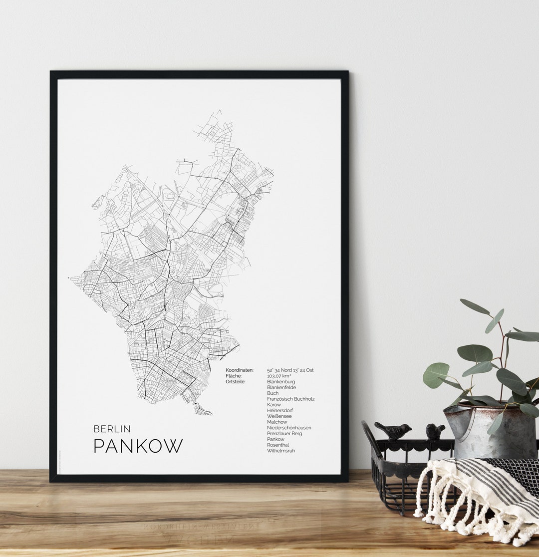 BERLIN PANKOW Poster City Map Minimalist Art Printing High-quality ...