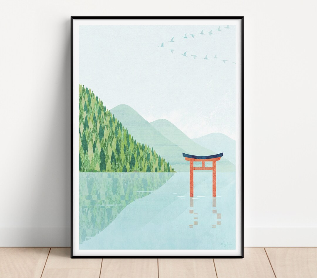 Torii Tor Biwa Lake Poster Vintage Poster Travel Holiday Mural ...